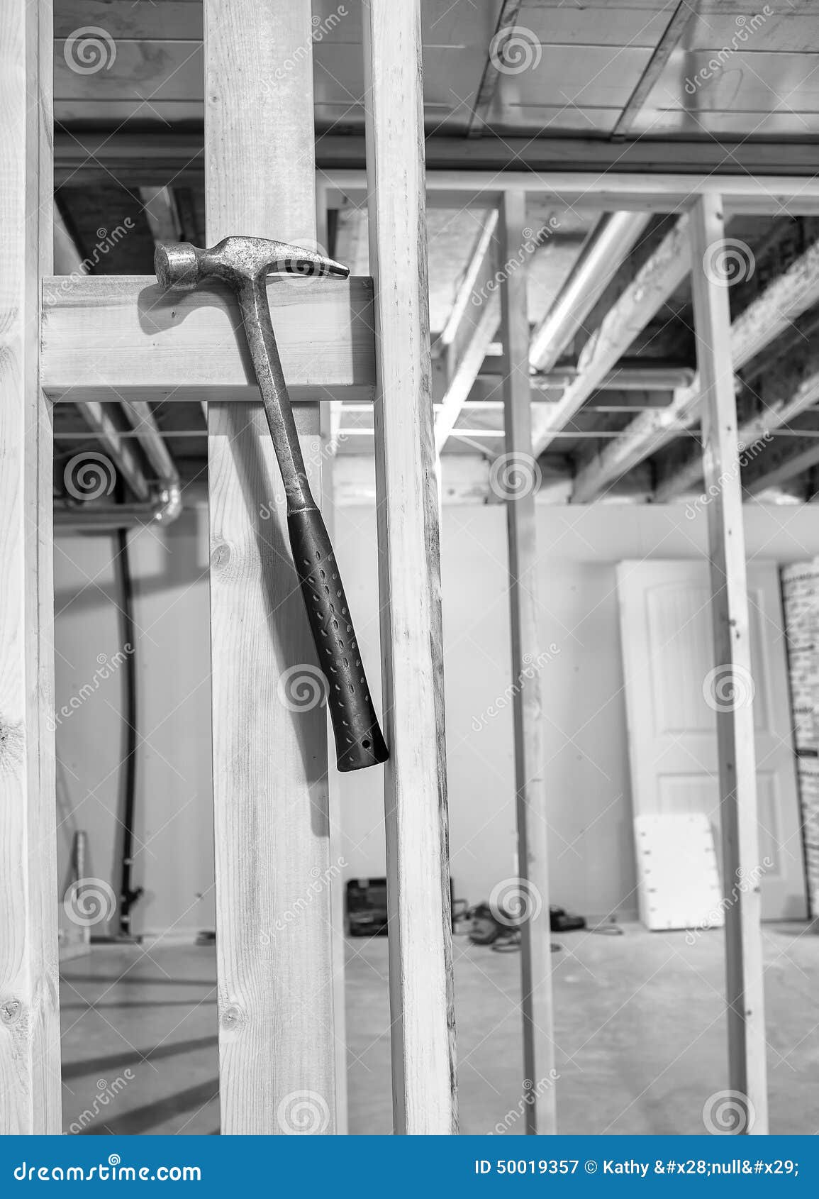 Hammer Hanging from Wood Board Stock Image - Image of house, studs ...
