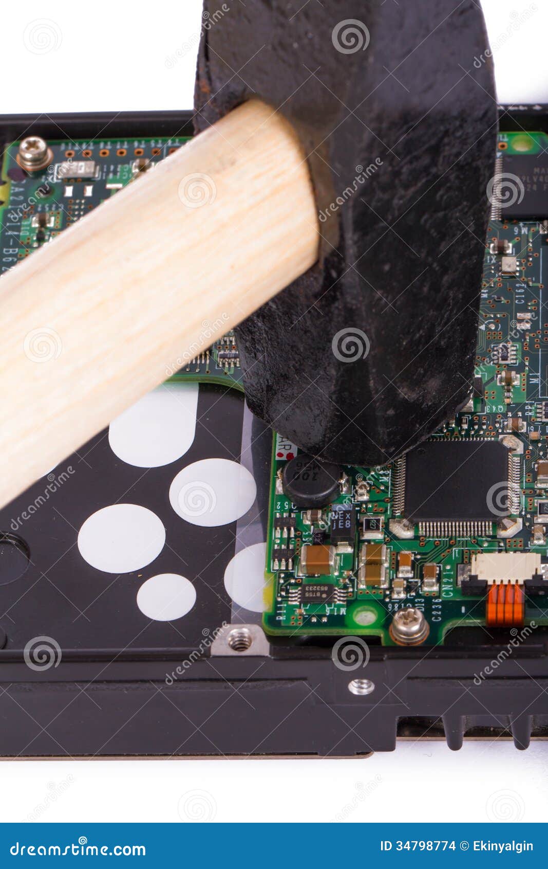 Hammer on Hard Disk stock photo. Image of appliance, accessory - 34798774