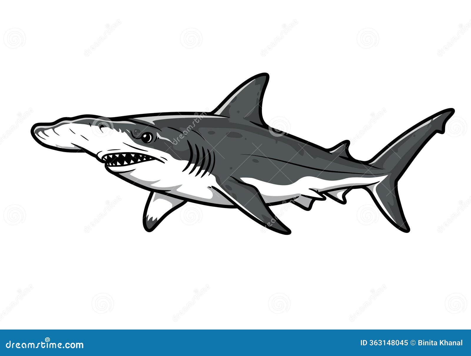 Hammer head shark clip art stock vector. Illustration of black - 363148045