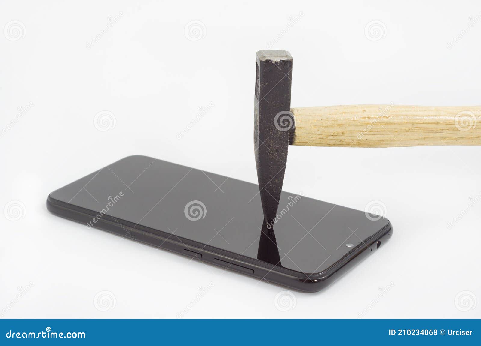 Hammer Hits the Screen of the Phone. Stock Photo - Image of phone ...