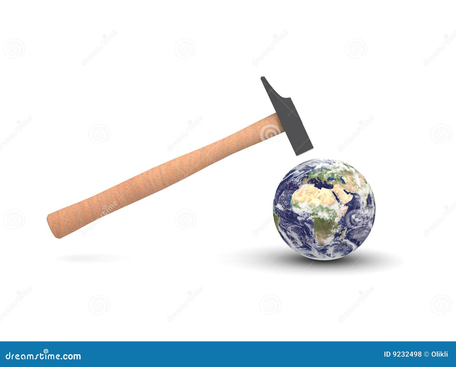 Hammer hitting Earth stock illustration. Illustration of globalization ...