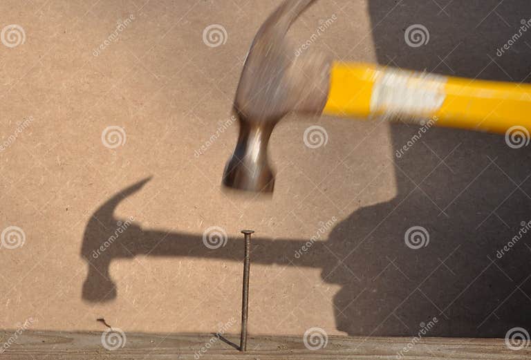 Hammer hitting nail stock photo. Image of steel, hitting - 18152036