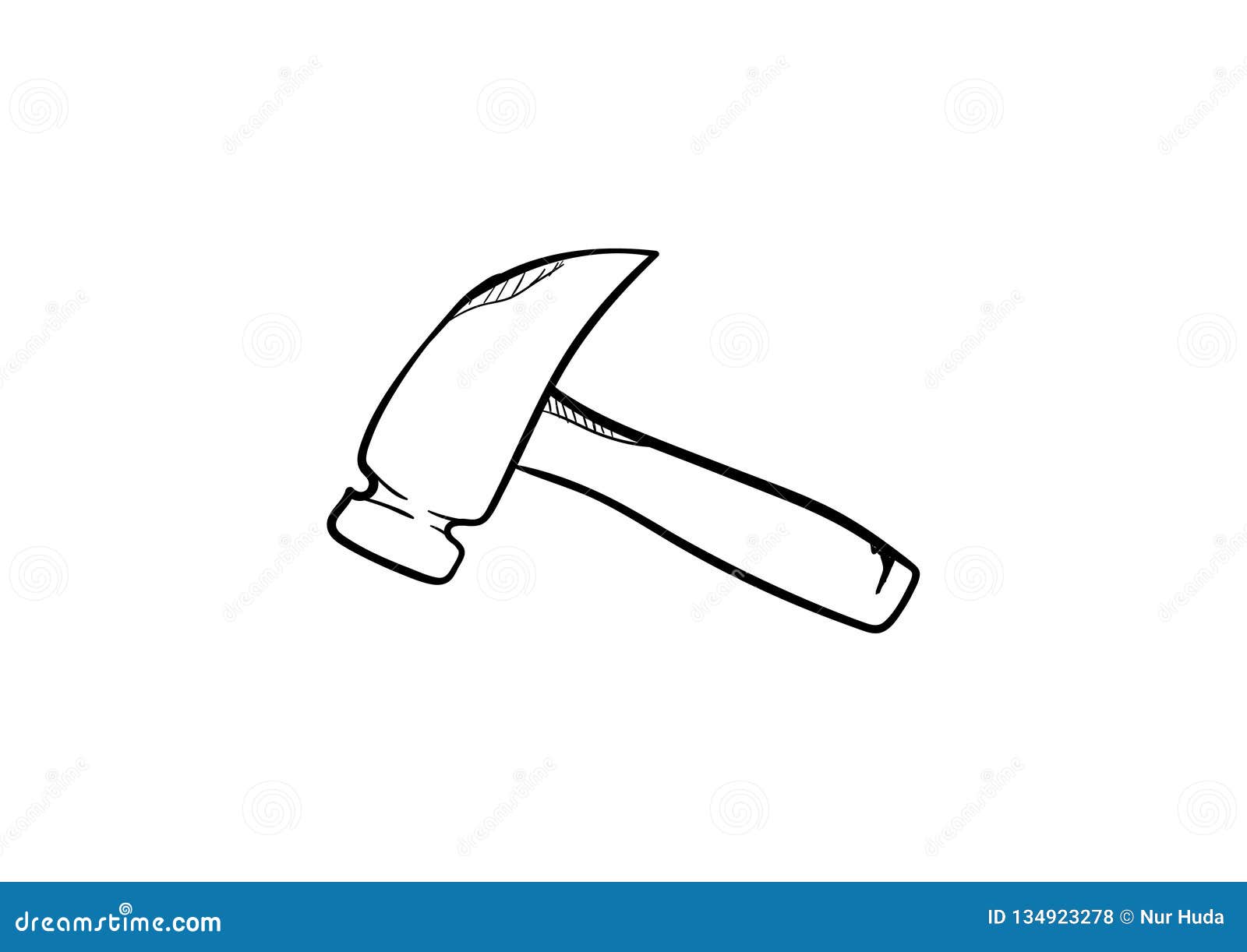 Hammer Icon in Doodle Sketch Lines. Construction Tool Work Carpenter ...