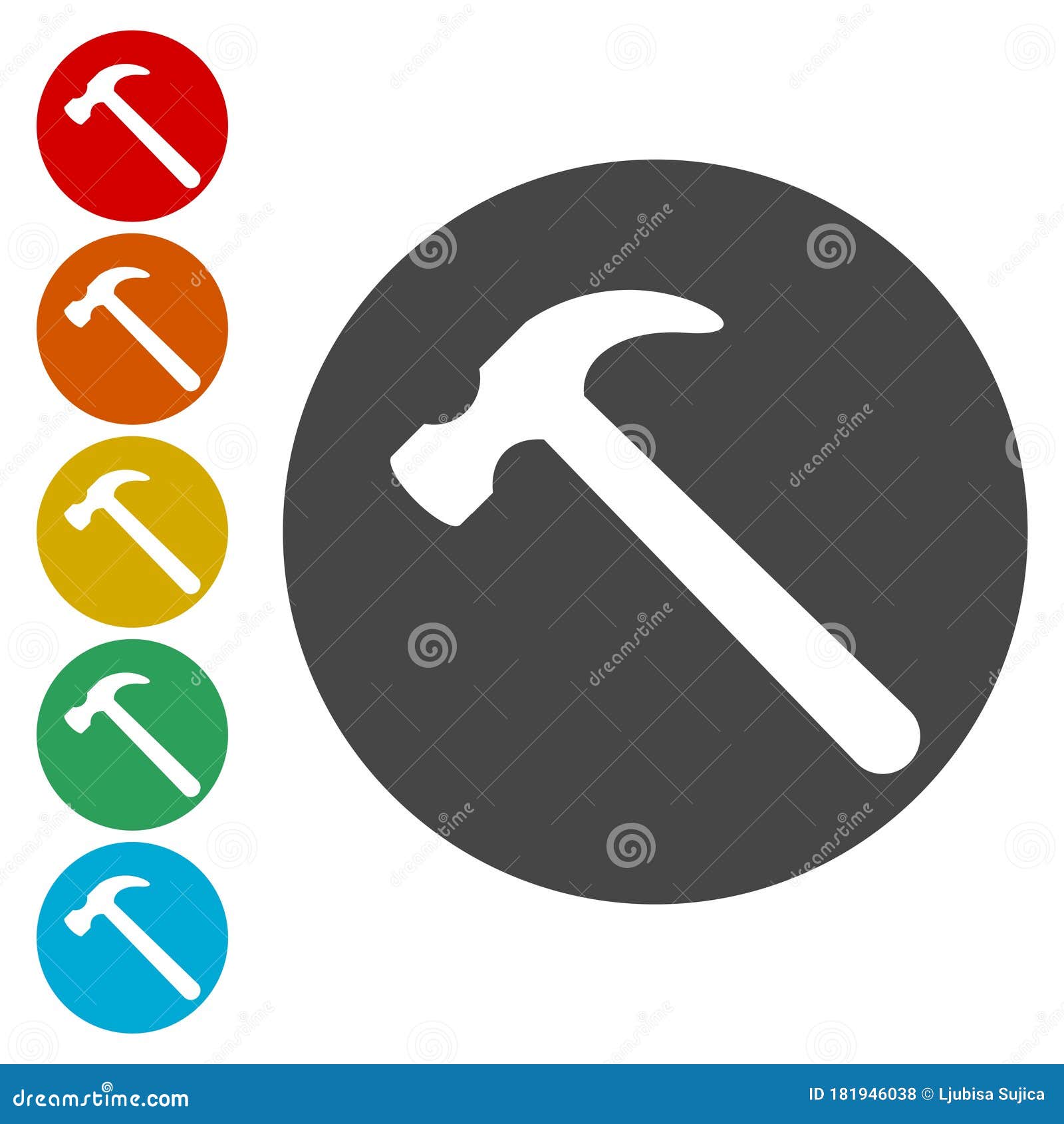 Hammer Icon, House Repair Hammer Flat Icon Stock Vector - Illustration ...