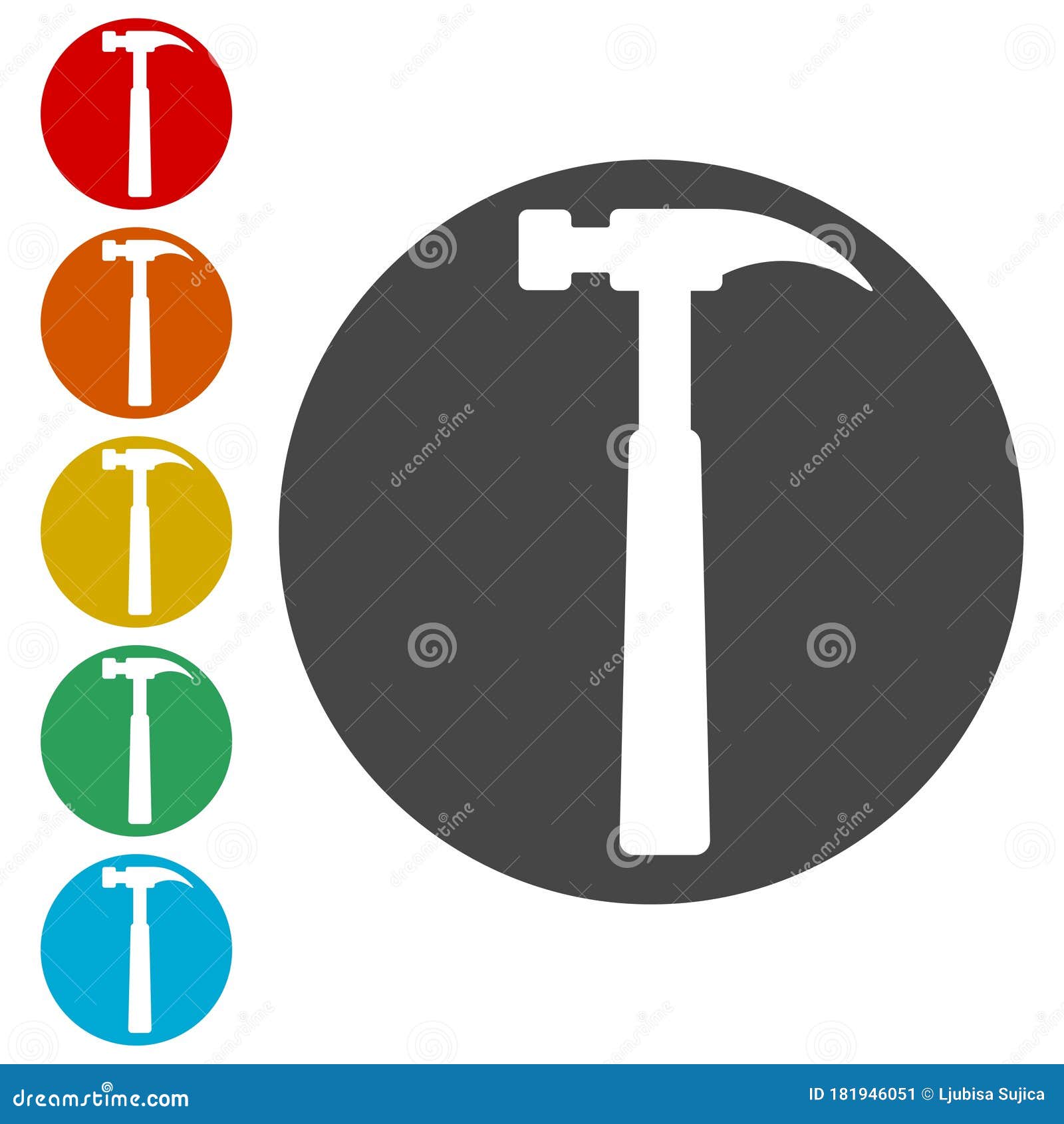 Hammer Icon, House Repair Hammer Flat Icon Stock Vector - Illustration ...