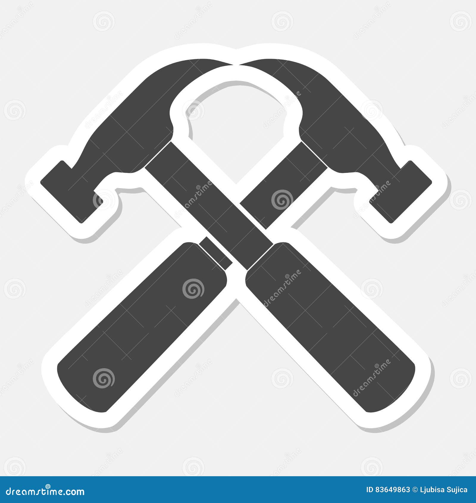 Hammer icon sticker stock vector. Illustration of concept - 83649863