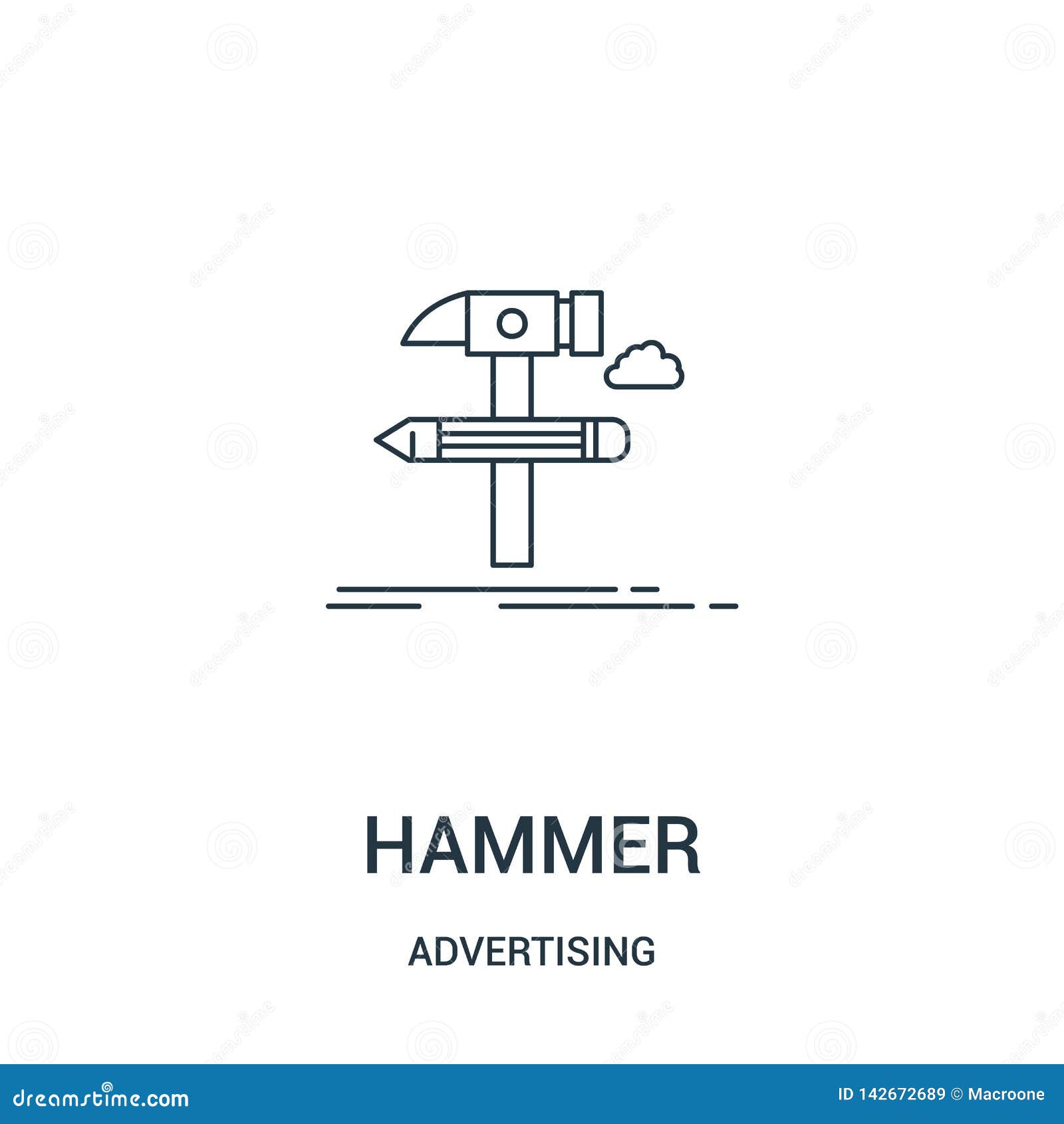 Hammer Icon Vector from Advertising Collection. Thin Line Hammer ...