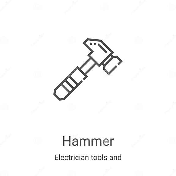 Hammer Icon Vector from Electrician Tools and Elements Collection. Thin ...
