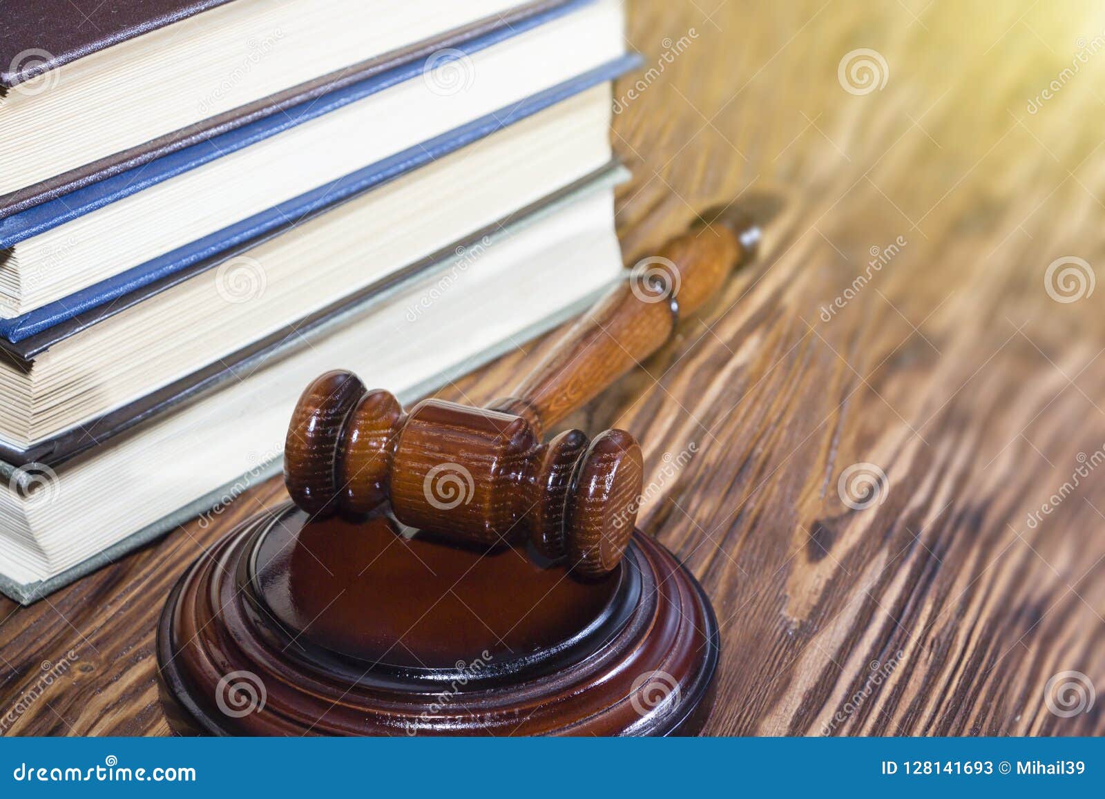 Hammer Judge on the Background of a Pile of Books Stock Image - Image ...