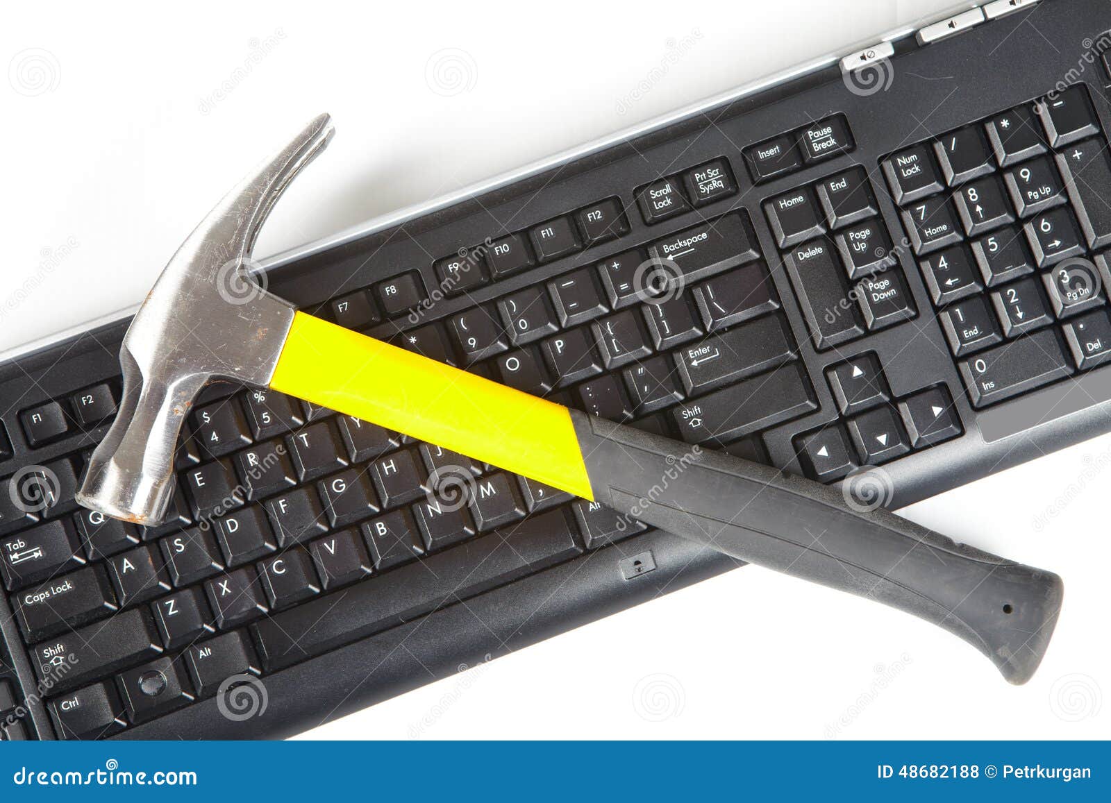 Hammer and keyboard stock photo. Image of metal, closeup - 48682188