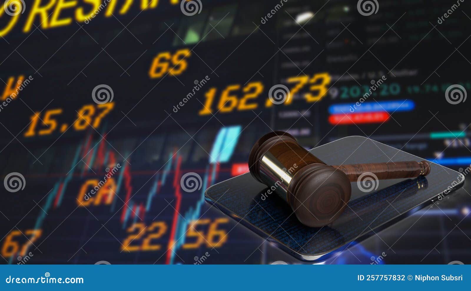 The Hammer Law on Tablet for Digital Concept 3d Rendering Stock ...