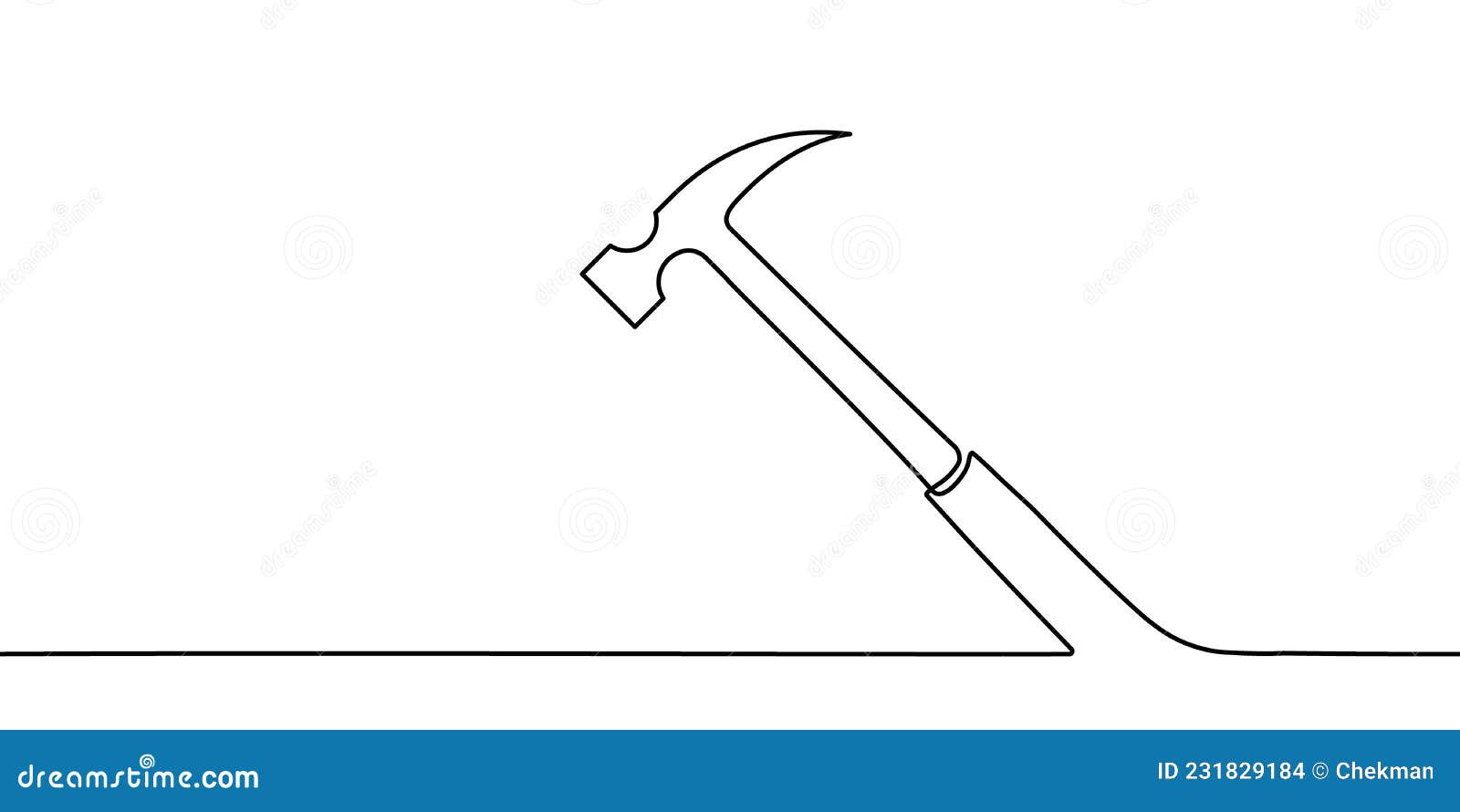 Hammer Line Background. One Line Drawing Background Stock Vector ...