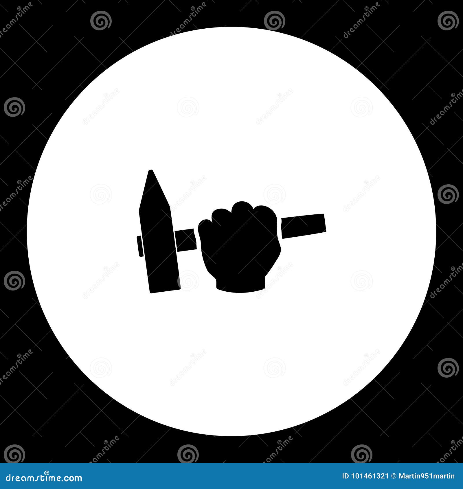 Hammer in Man Hand Working Tool Simple Black Icon Eps10 Stock Vector ...