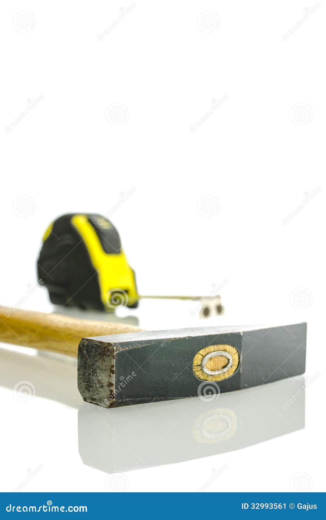 Hammer and measuring tape stock image. Image of renovation - 32993561