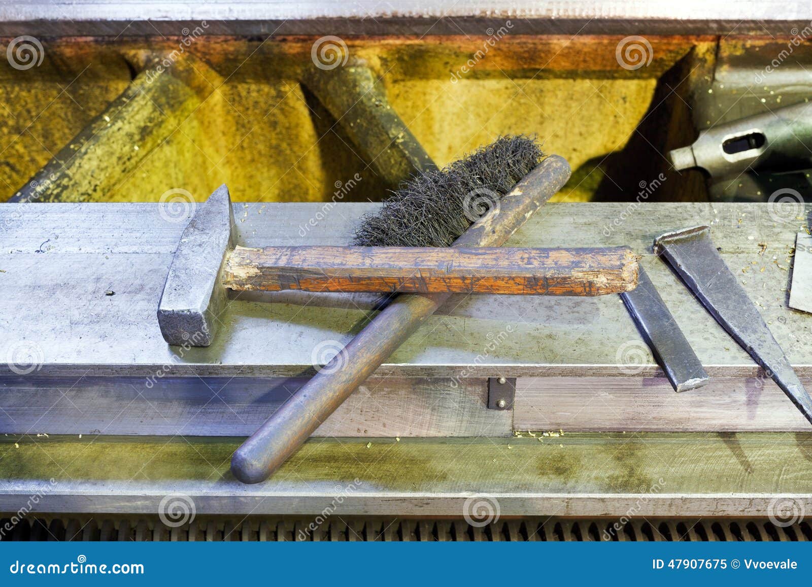 Hammer and Metal Brush on Boring Machine Stock Image - Image of milling ...