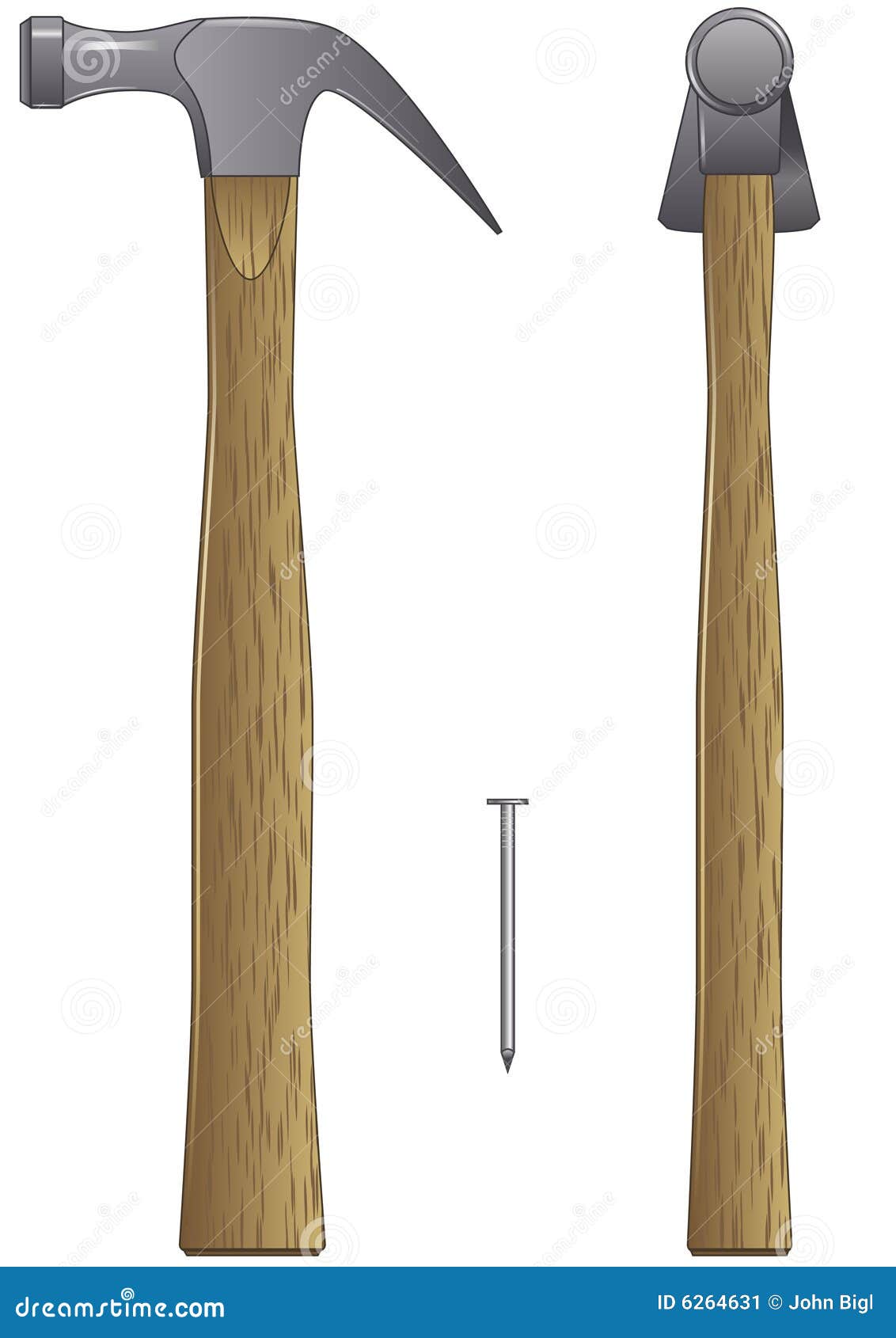 Hammer and nail stock vector. Illustration of woodworking - 6264631