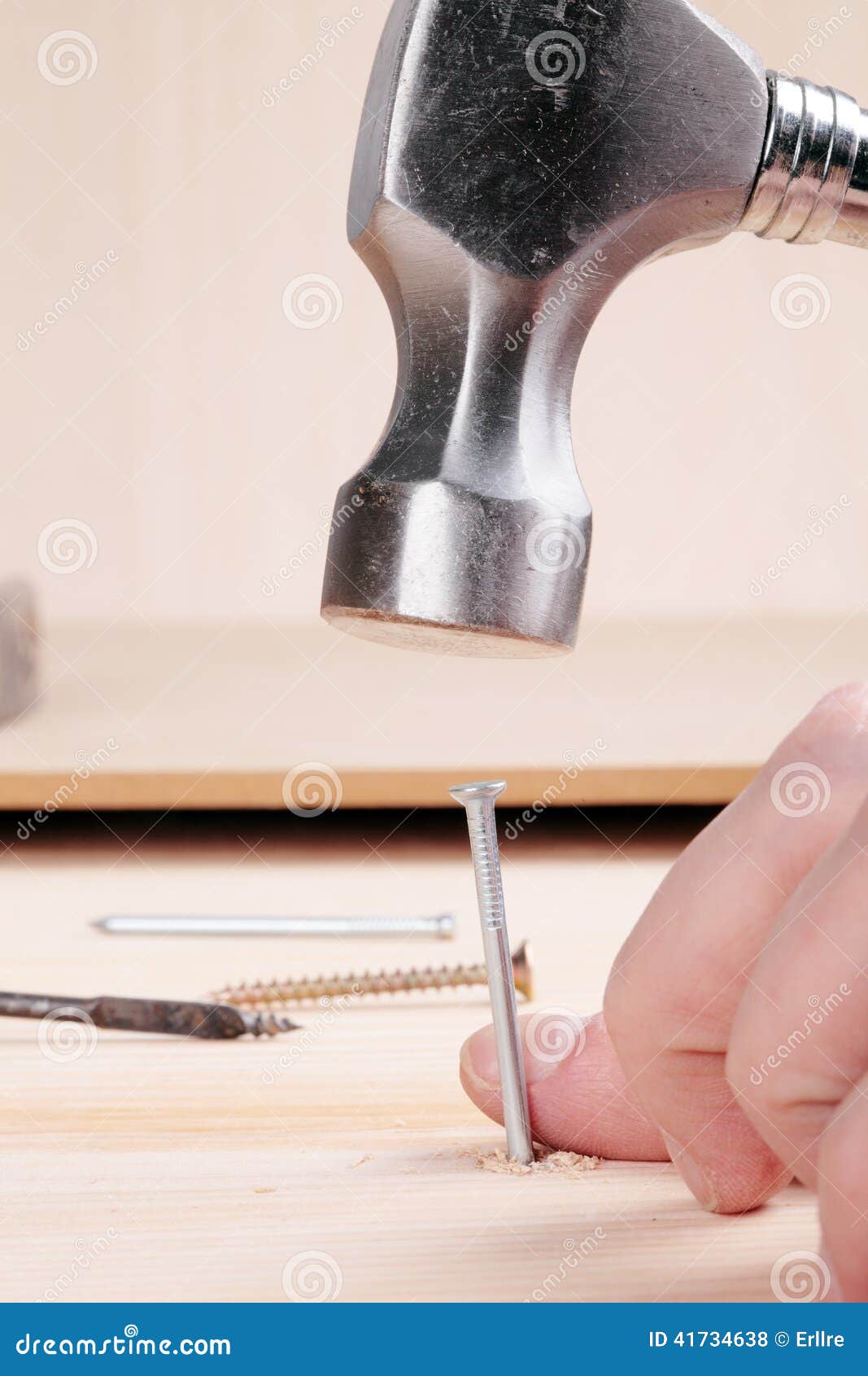 Hammer and nail stock photo. Image of improvement, nail - 41734638