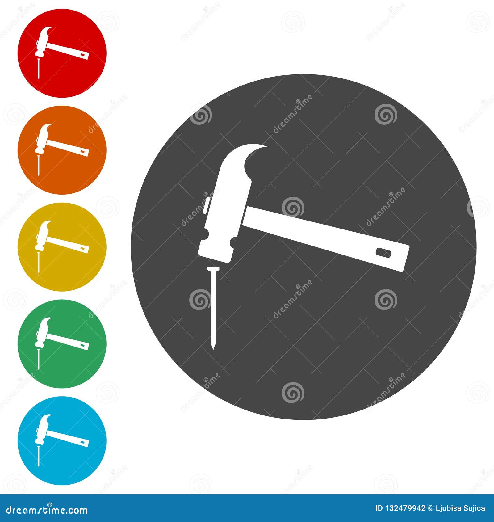 Hammer and nail icon stock vector. Illustration of instrument - 132479942