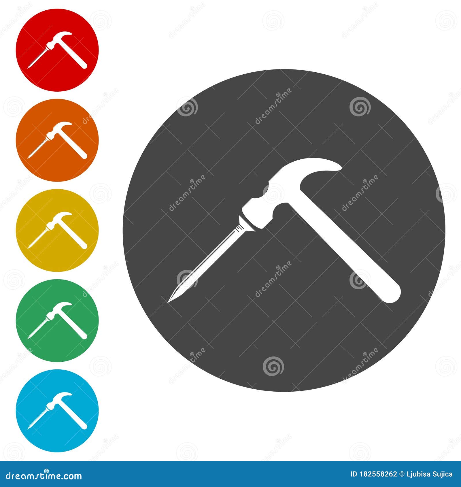 Hammer and nail icon stock vector. Illustration of instrument - 182558262