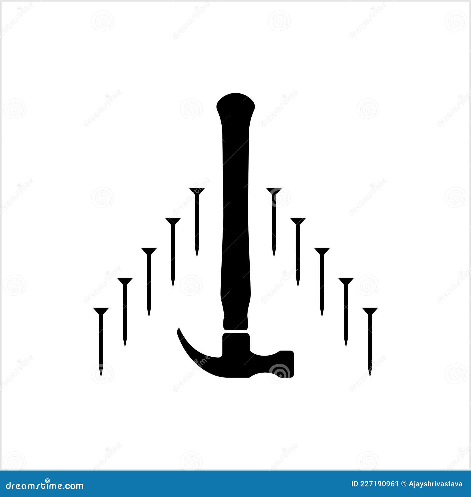 Hammer And Nail Cartoon Vector Illustration | CartoonDealer.com #40187650
