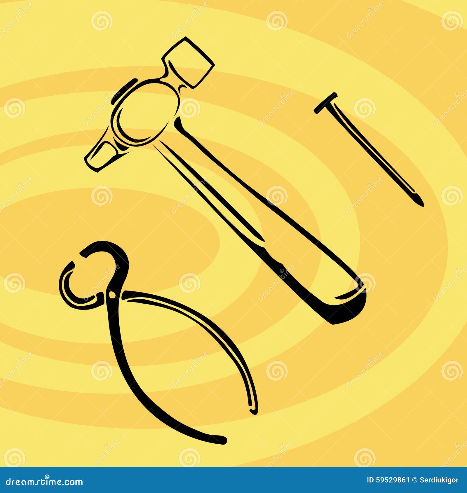 Hammer And Nail Cartoon Vector Illustration | CartoonDealer.com #40187650