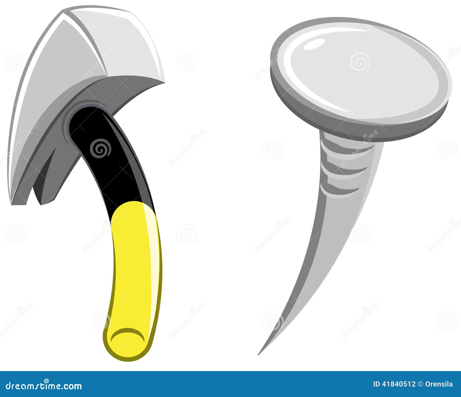 Hammer and nail stock vector. Illustration of objects - 41840512