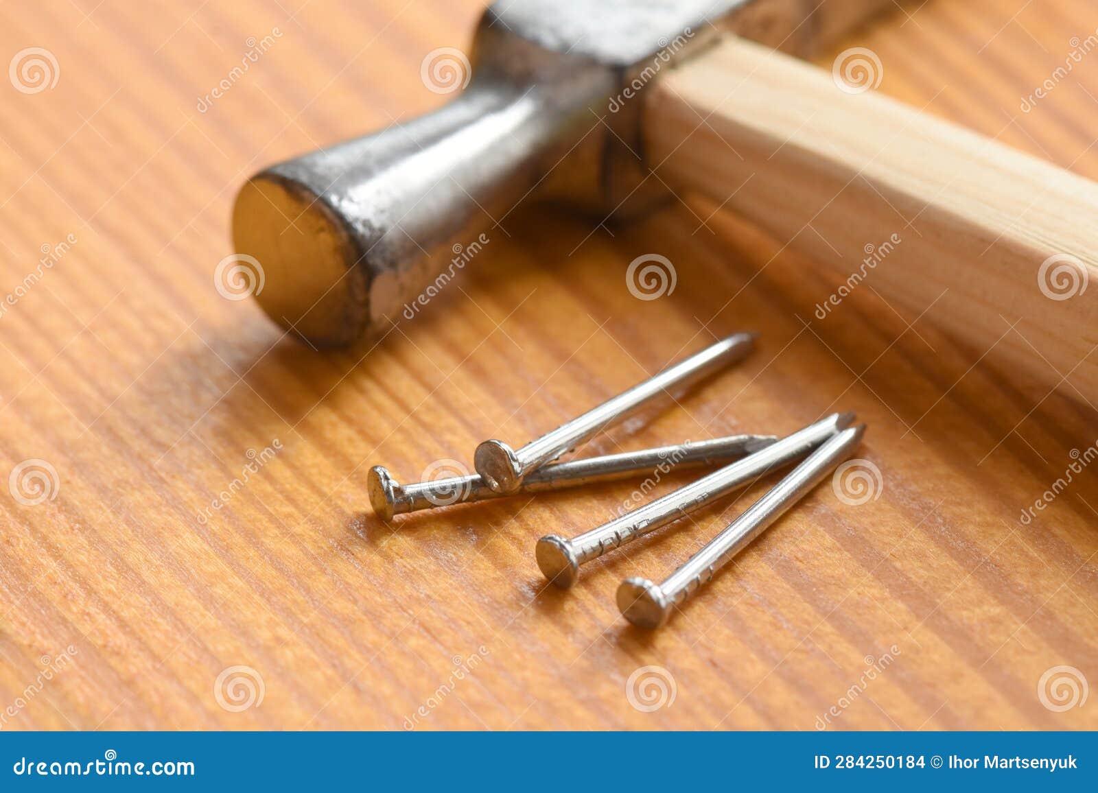 Hammer and Nails on a Carpenter S Workbench Stock Photo - Image of nail ...