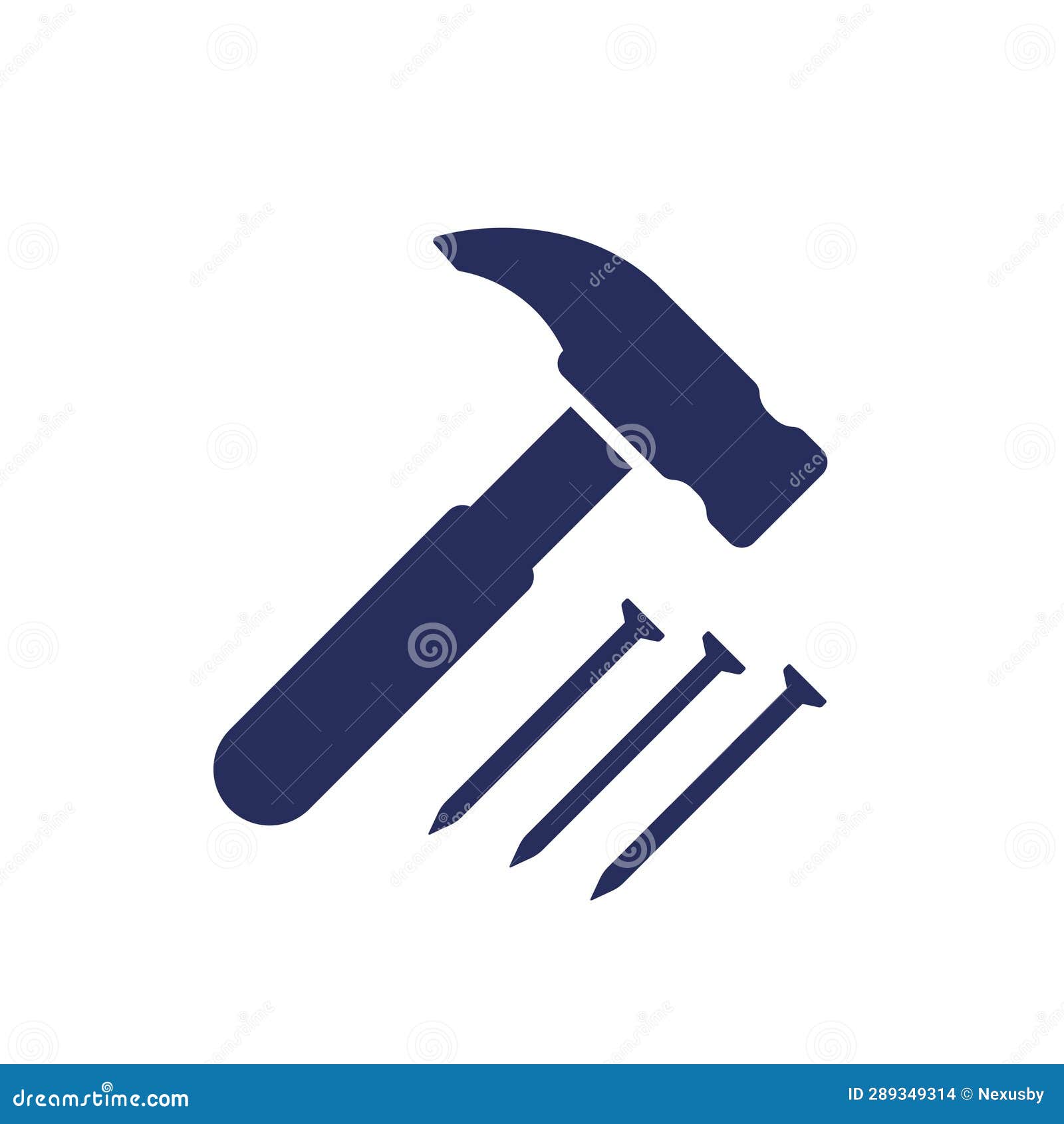 Hammer and Nails Icon on White Stock Vector - Illustration of carpenter ...