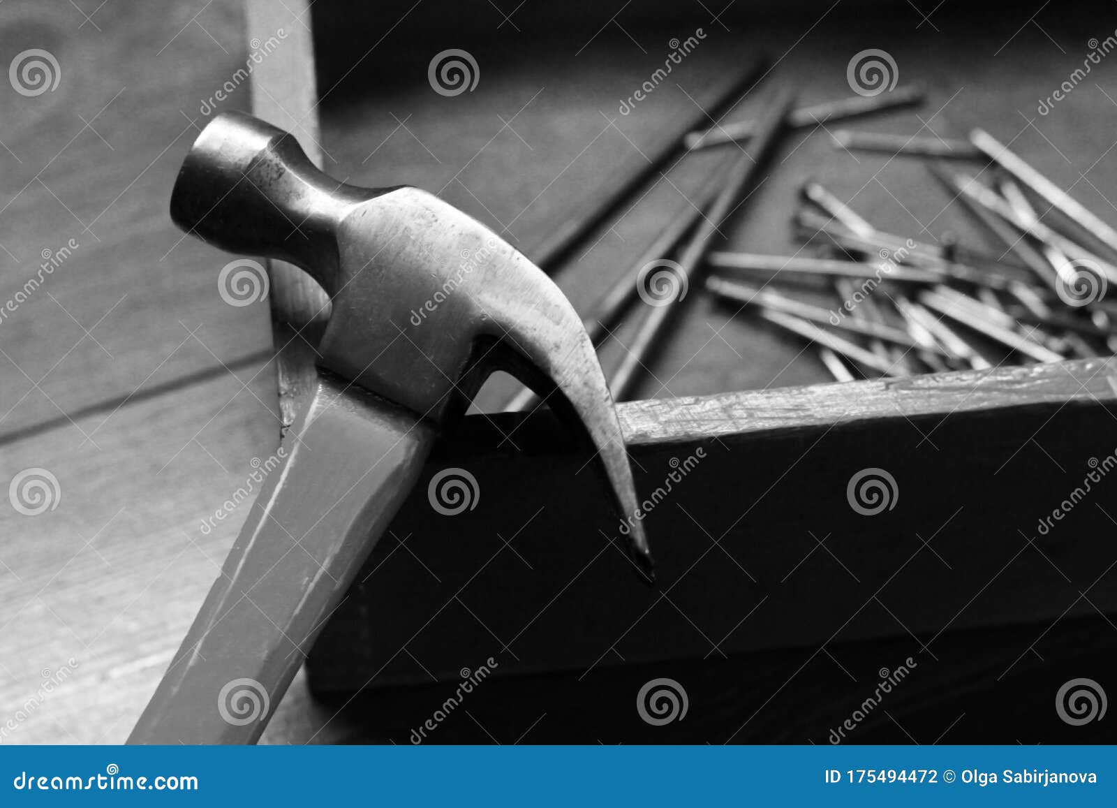 The Hammer and Nails, Tools for Construction and Repair, Black and ...