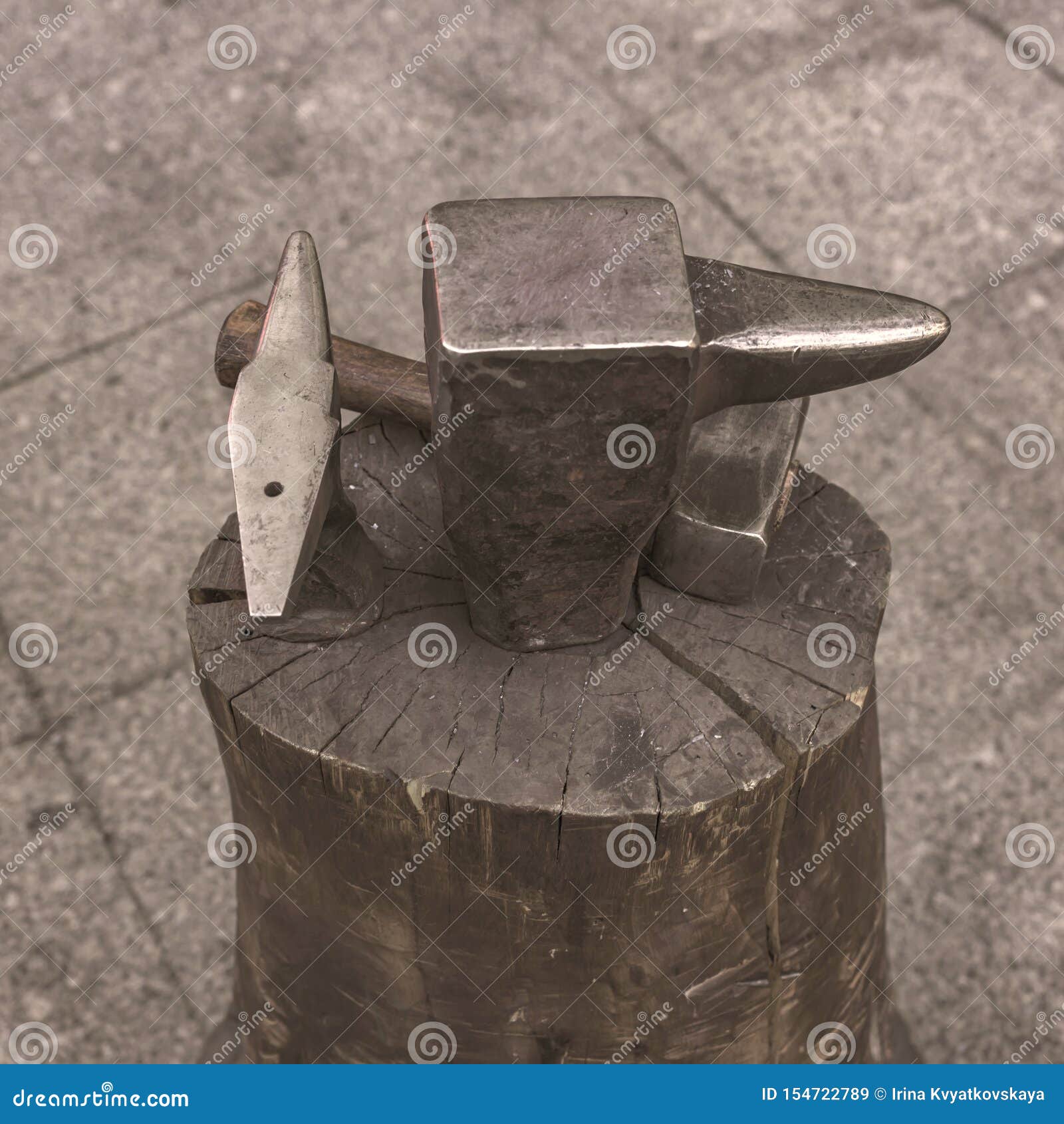 A Hammer Near Anvil. Tool Using in a Blacksmith Shop Stock Image ...