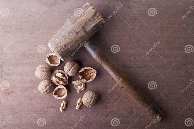 Hammer and nuts stock image. Image of seed, food, walnut - 55727111