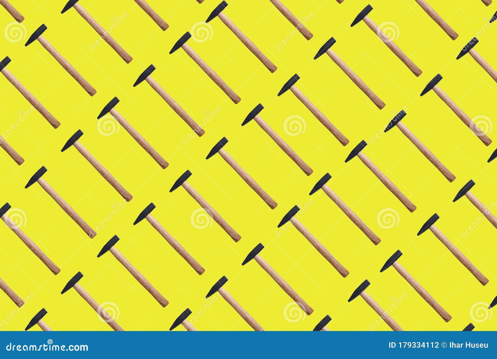 Hammer Pattern on a Yellow Background. Hammers are Repeated Many Times ...