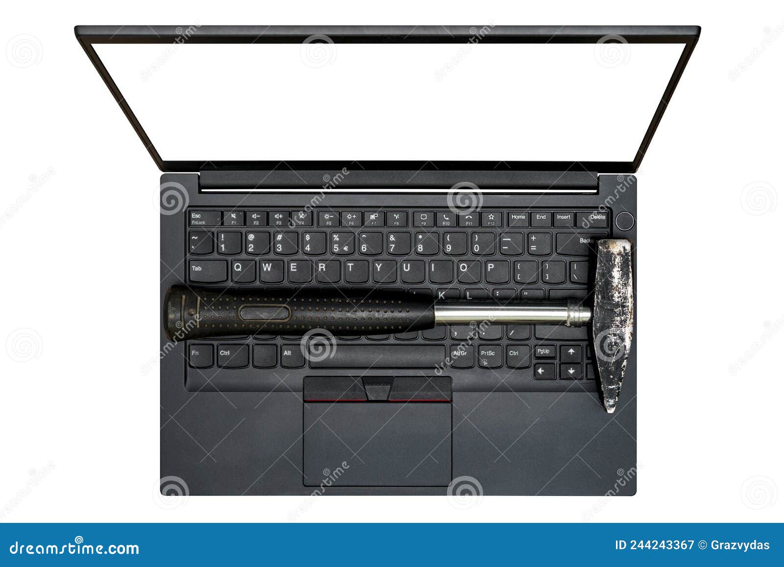 Hammer Placed on Laptop Keyboard Stock Image - Image of display ...