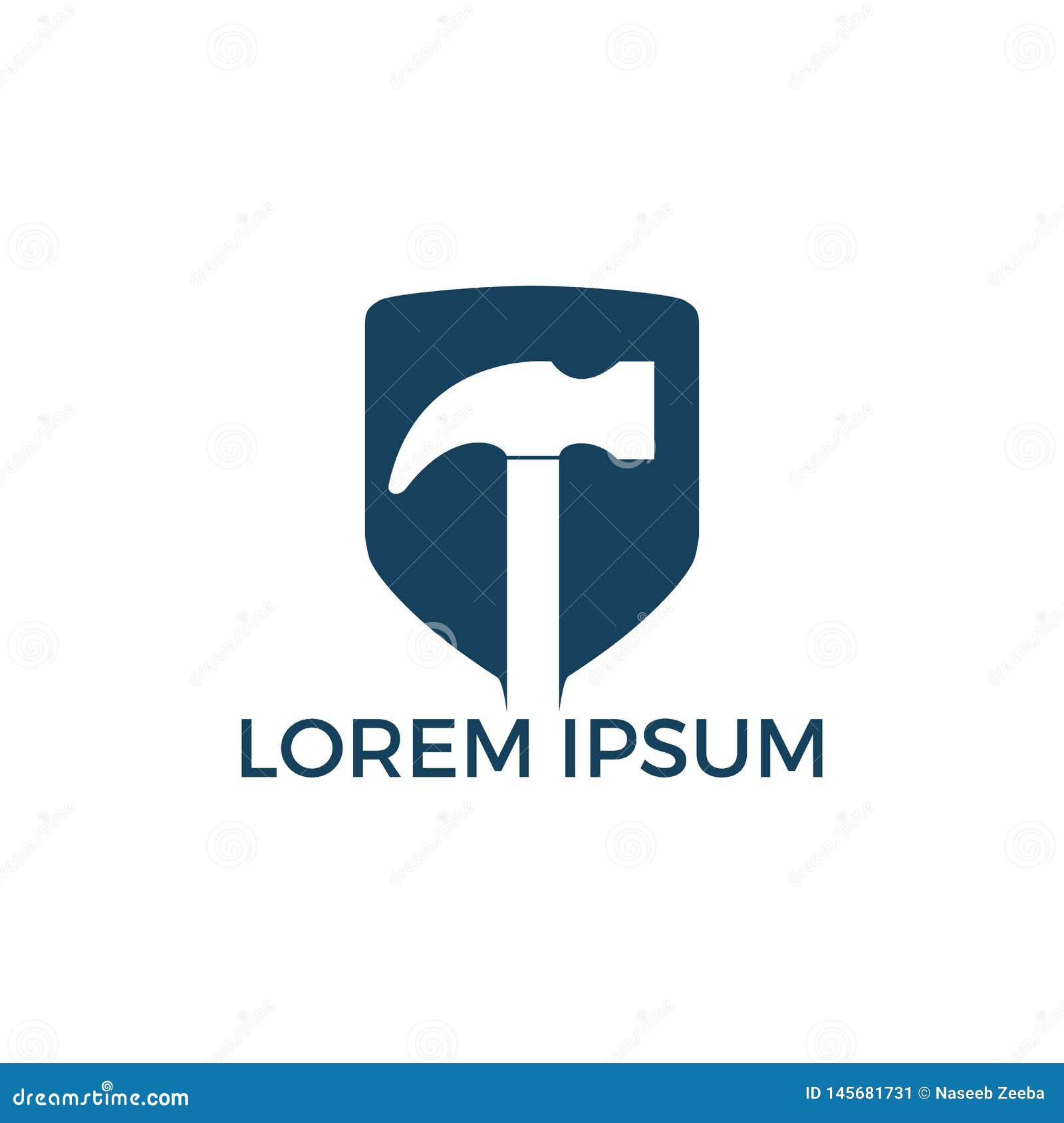 Hammer with Shield Logo Design. Stock Vector - Illustration of company ...