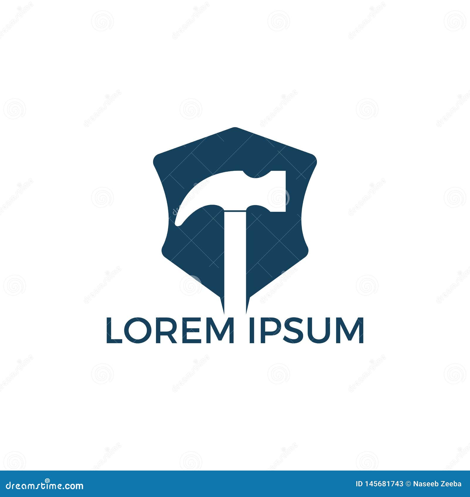 Hammer with Shield Logo Design. Stock Vector - Illustration of ...