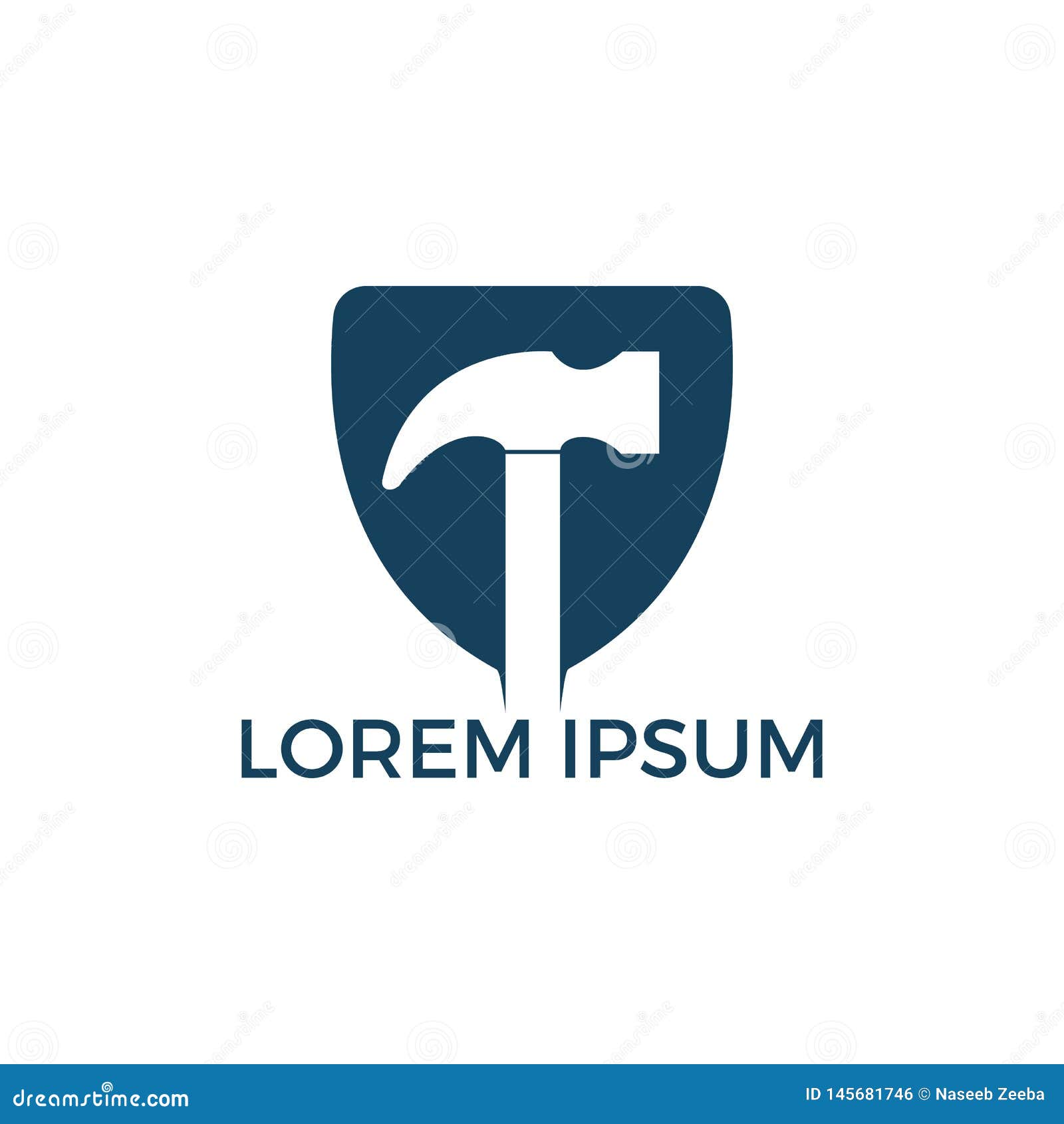 Hammer with Shield Logo Design. Stock Vector - Illustration of icon ...