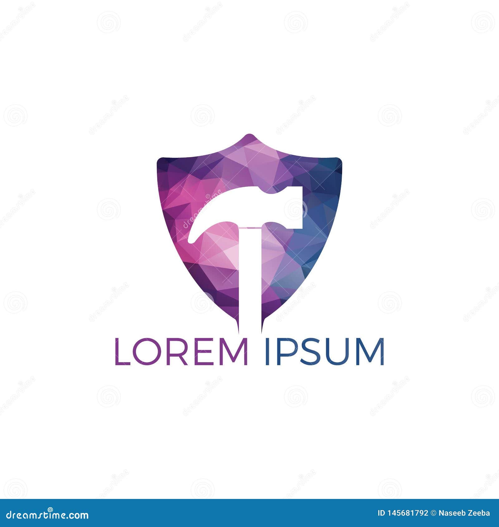 Hammer with Shield Logo Design. Stock Vector - Illustration of graphic ...