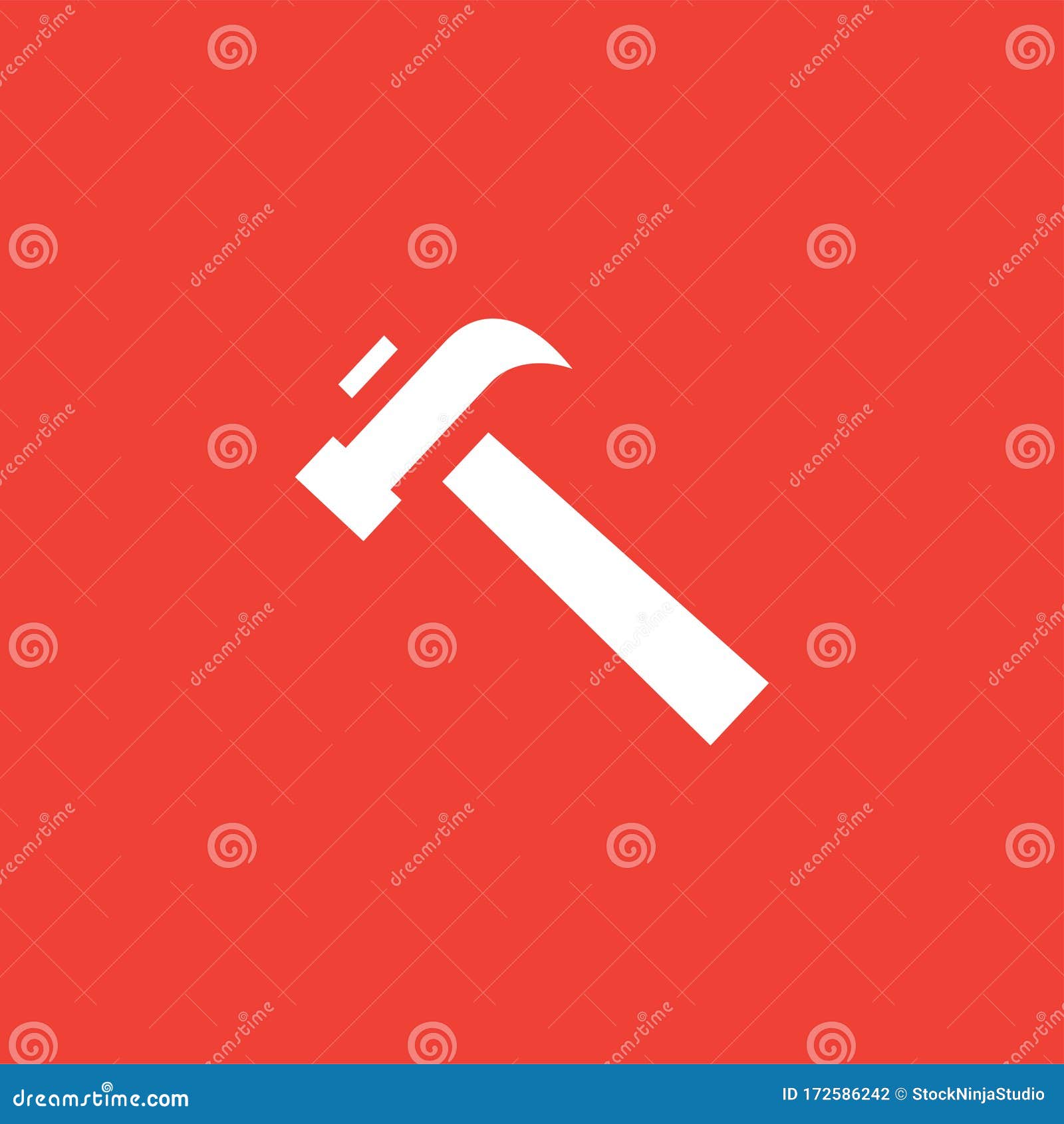 Hammer Red Icon on White Background. Red Flat Style Vector Illustration ...