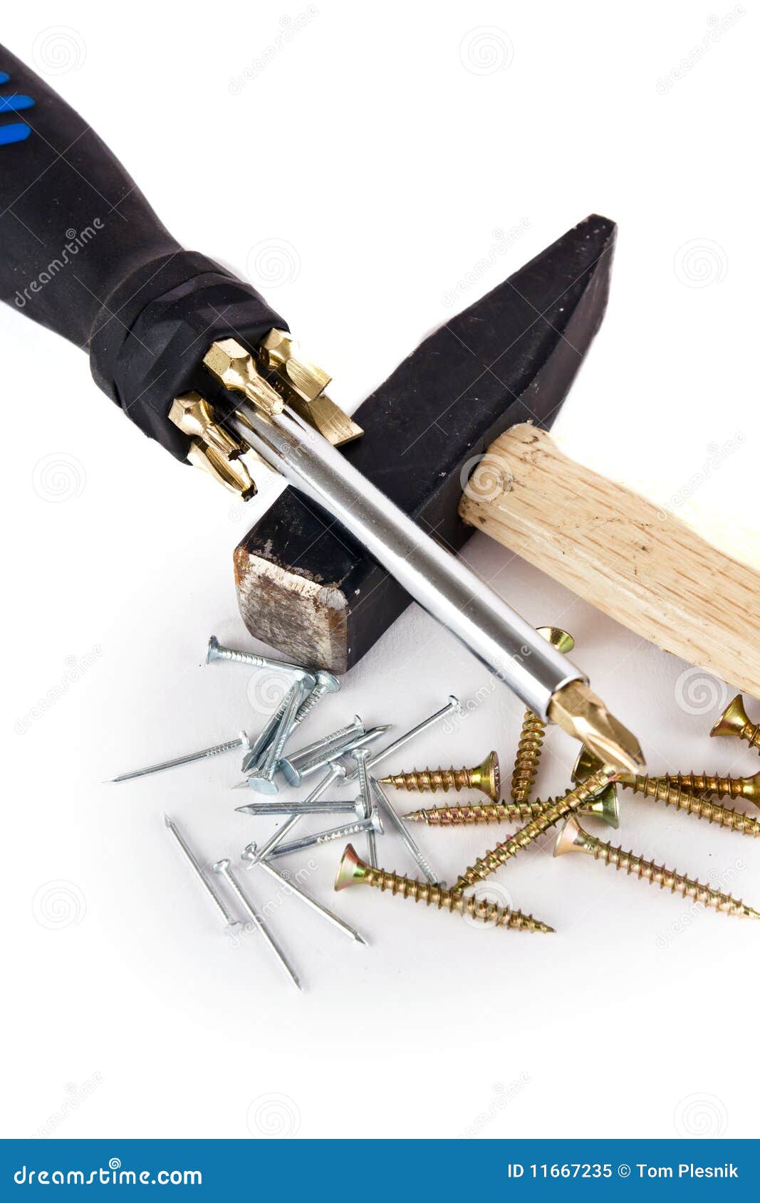 Hammer and screwdriver stock image. Image of macro, improvement - 11667235