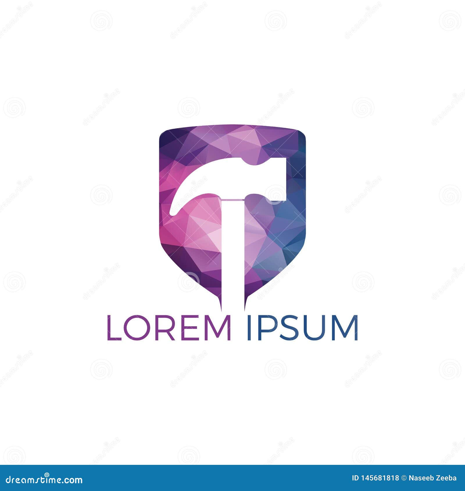Hammer with Shield Logo Design. Stock Vector - Illustration of design ...