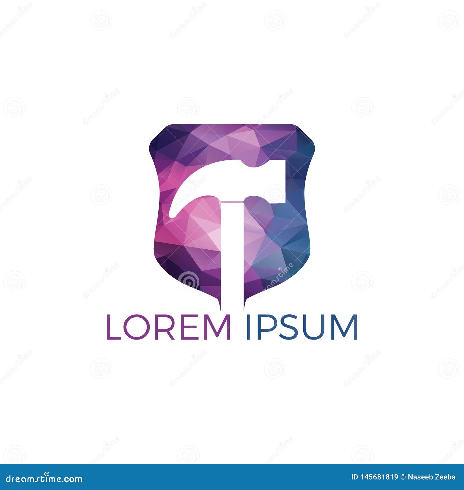 Hammer with Shield Logo Design. Stock Vector - Illustration of lawyer ...