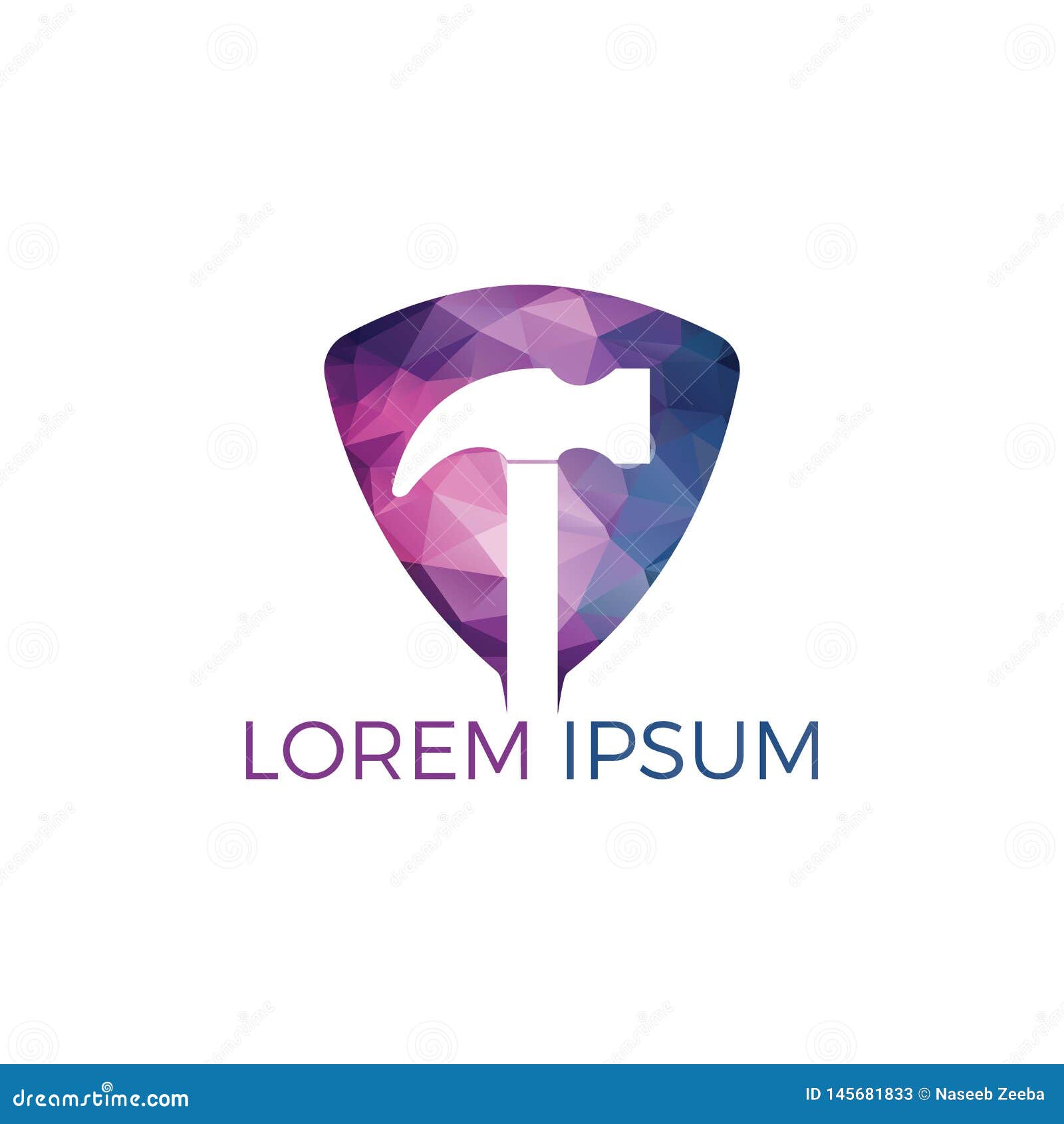 Hammer with Shield Logo Design. Stock Vector - Illustration of company ...