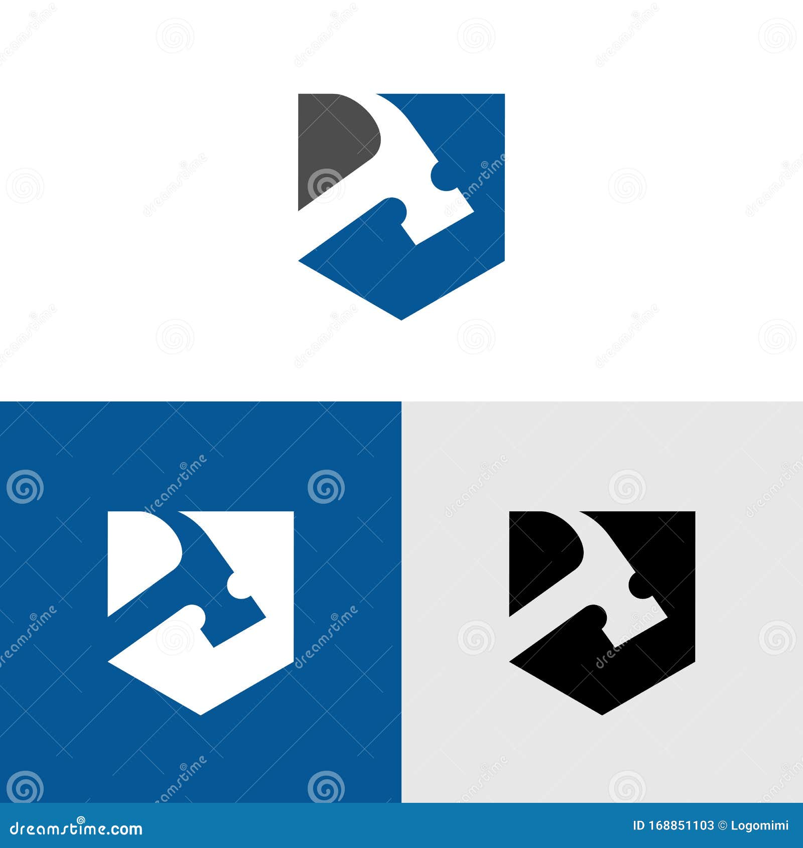 Hammer Shield Logo Icon Design Template Elements - Vector Stock Vector ...