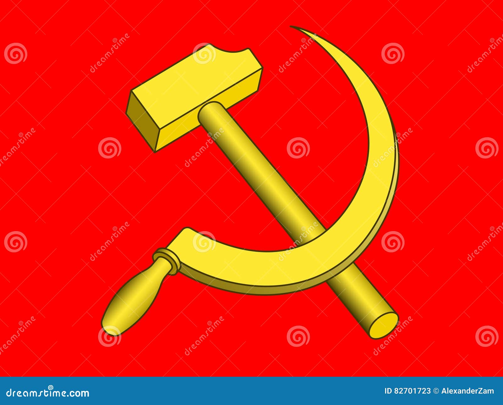Hammer and sickle on red stock vector. Illustration of flag - 82701723