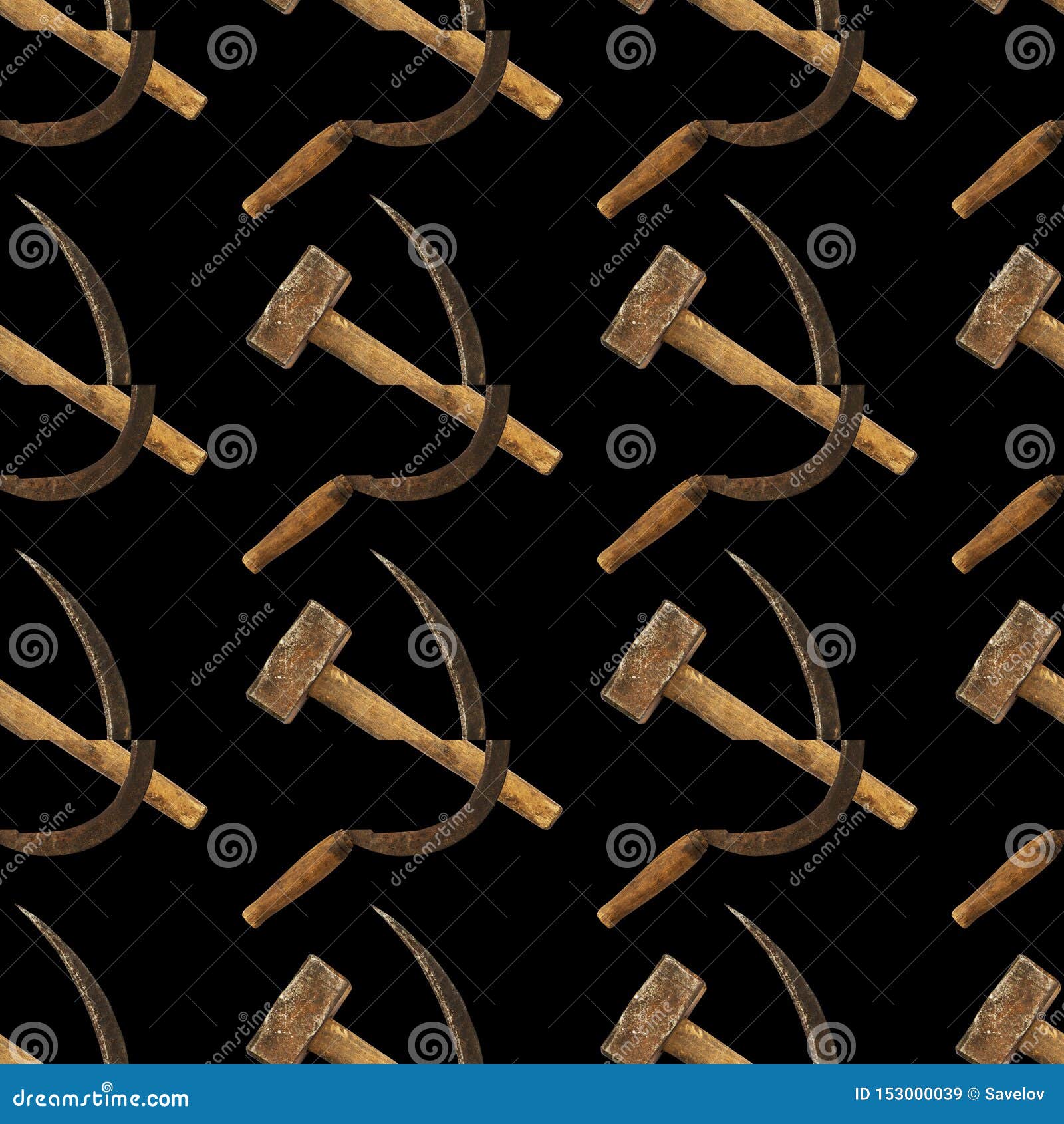 Hammer and Sickle Seamless Pattern on Black Color Stock Image - Image ...