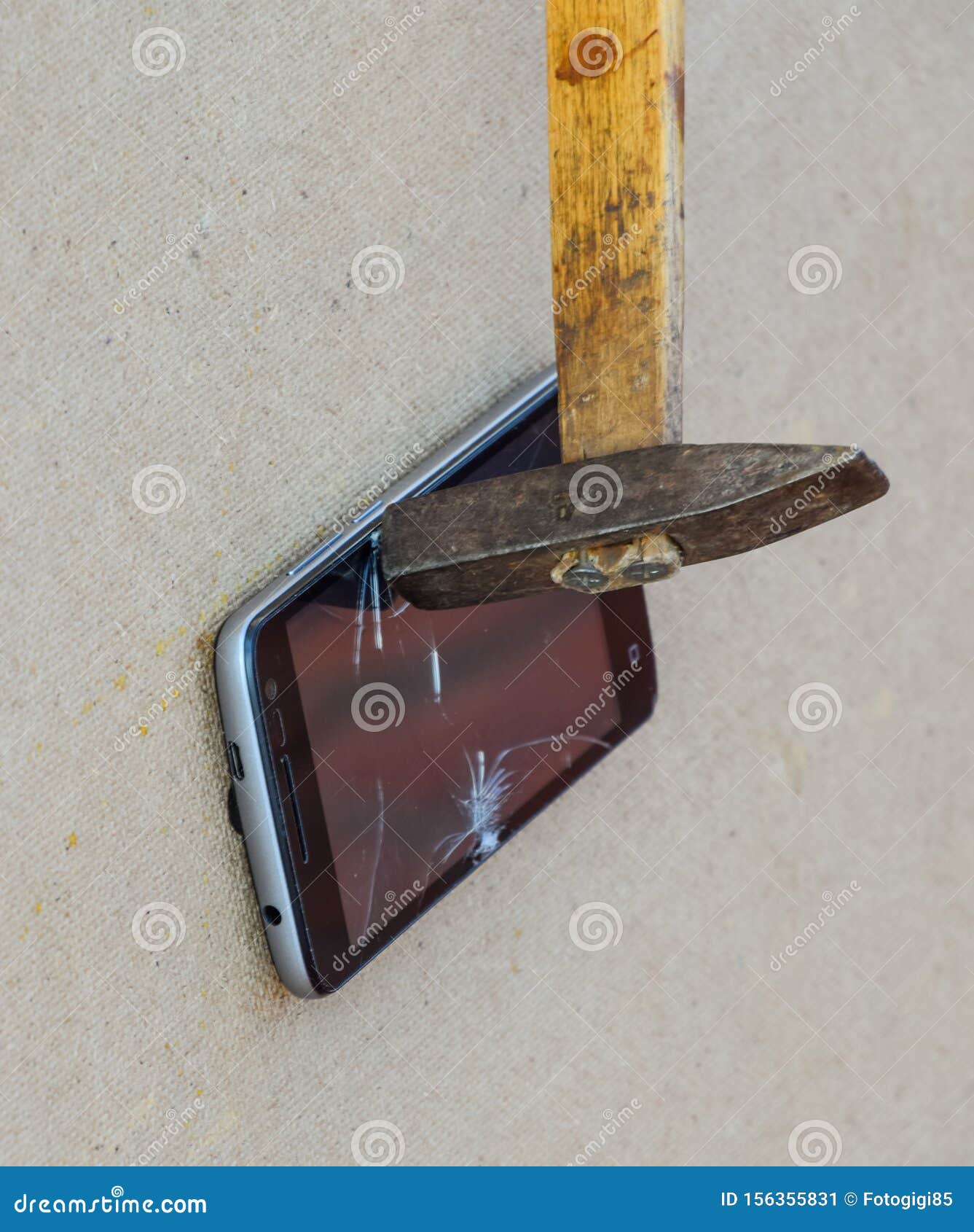 Hammer and Smartphone. the of the Smartphone, a Broken Ha Stock Image ...