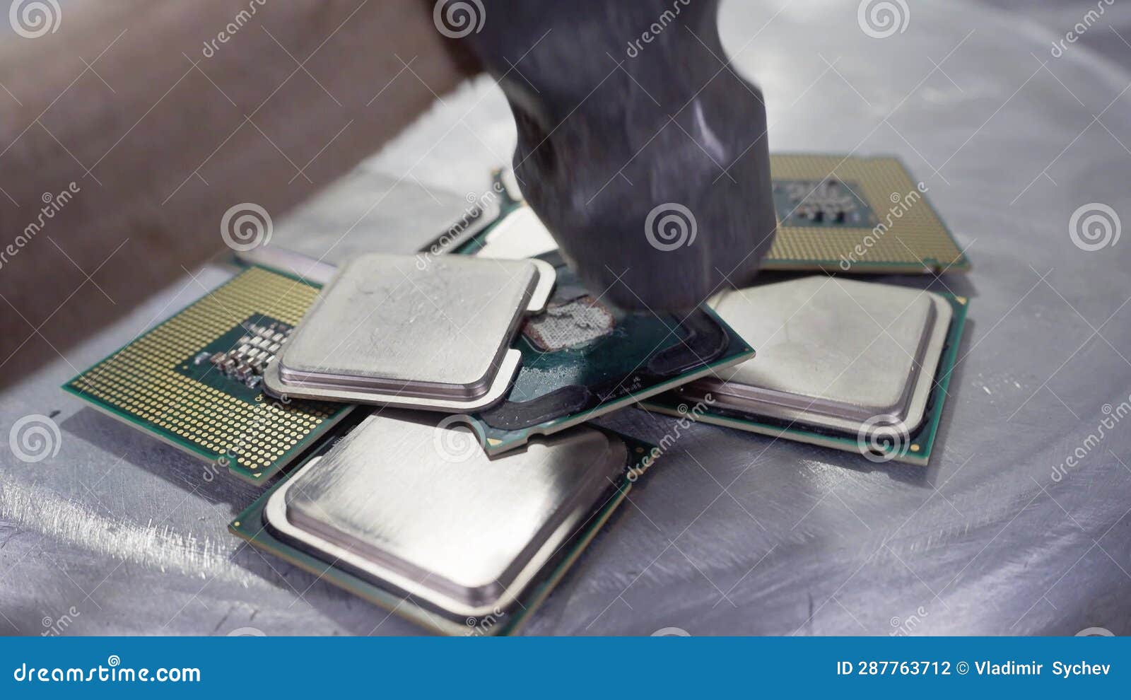 Hammer Smashes Old Processors Stock Footage - Video of microprocessors ...