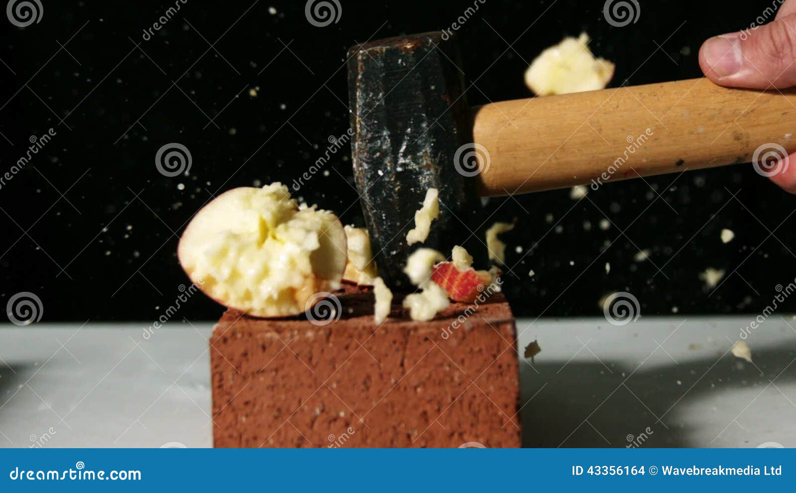 Hammer Smashing Apple Over Bricks Stock Footage - Video of damage ...