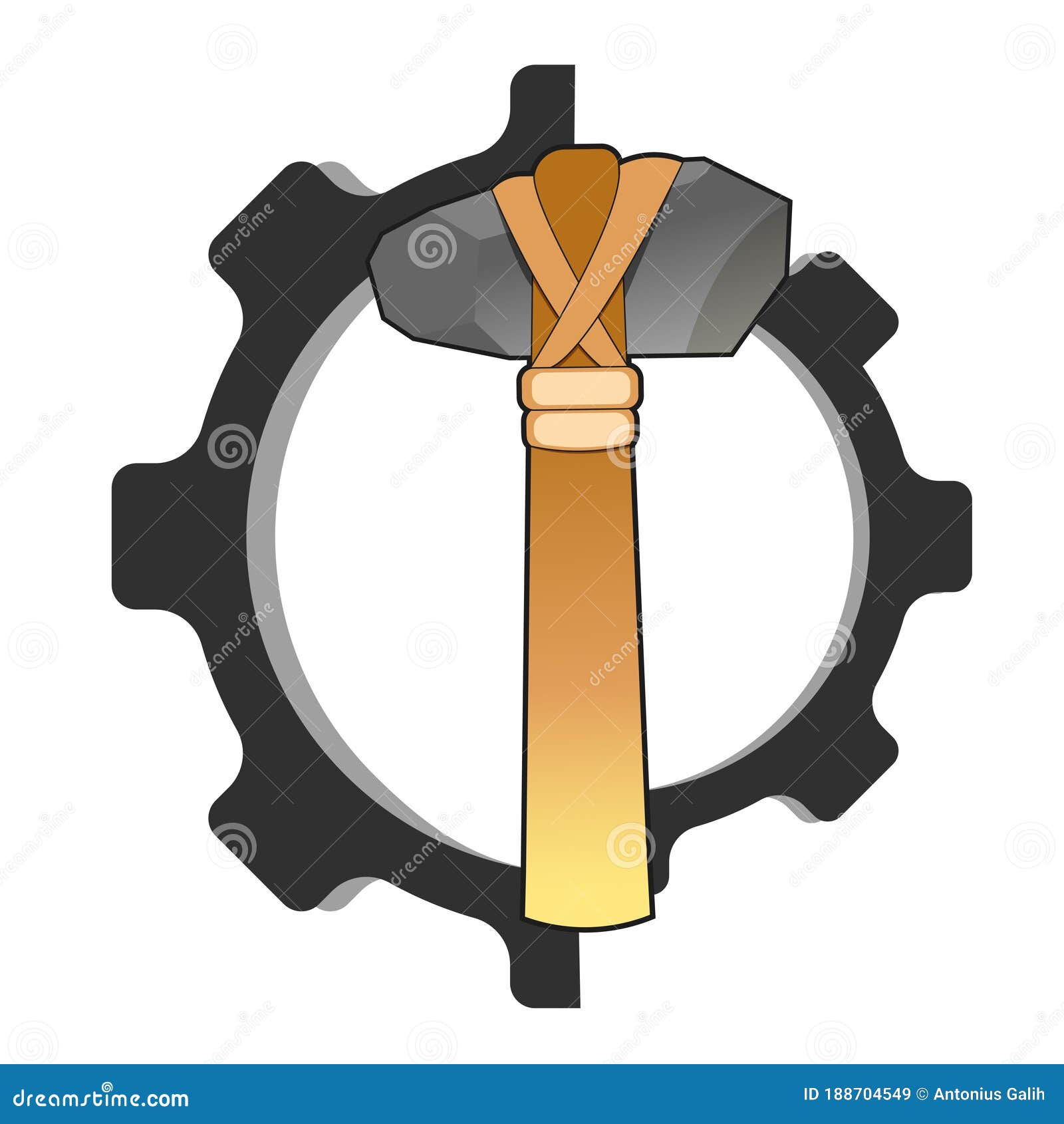 Hammer Stone and Double Half Gears Stock Vector - Illustration of ...