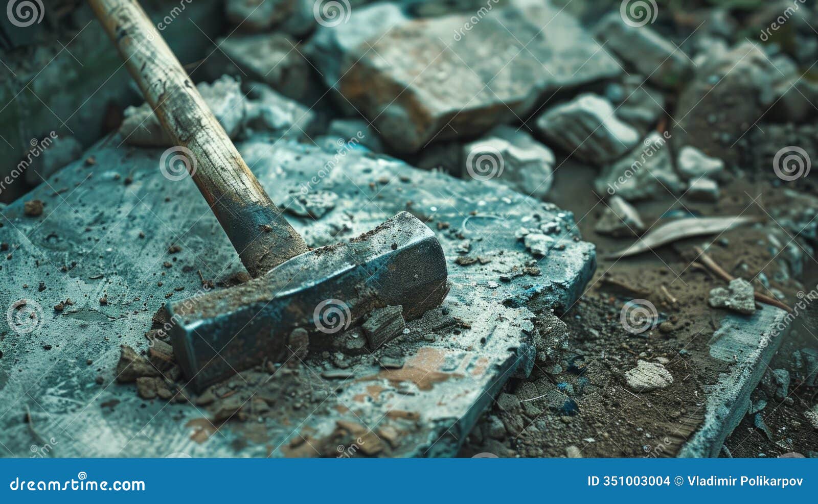 A Hammer Stuck in a Pile of Rubble. Suitable for Construction or ...